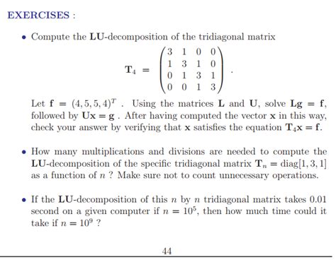Solved Exercises Compute The Lu Decomposition Of The
