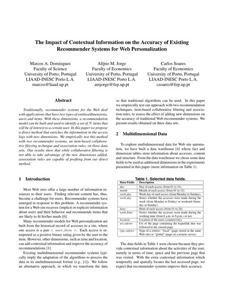 Pdf The Impact Of Contextual Information On The Accuracy Of Existing