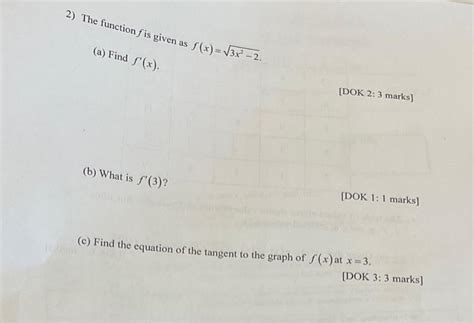 Solved 2 The Function F Is Given As Fx3x2−2 A Find