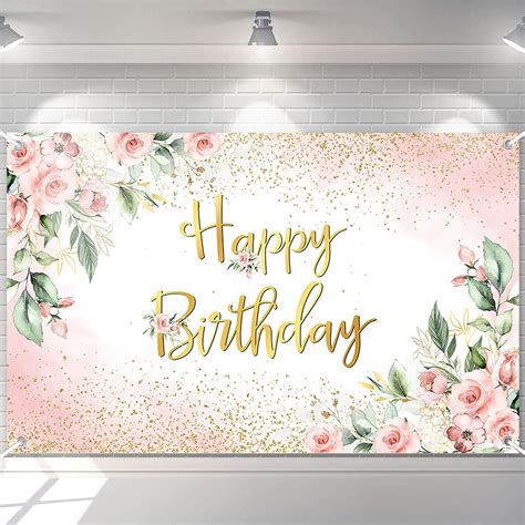 Watercolor Flowers Happy Birthday Banner
