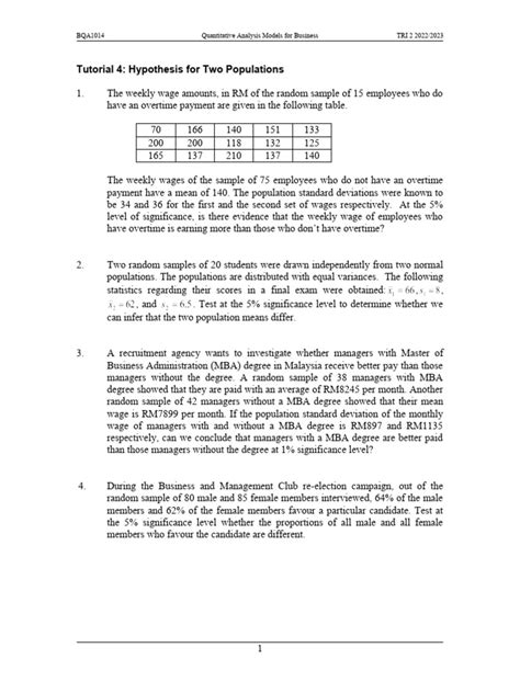 Tutorial 4 Pdf Statistical Significance Overtime