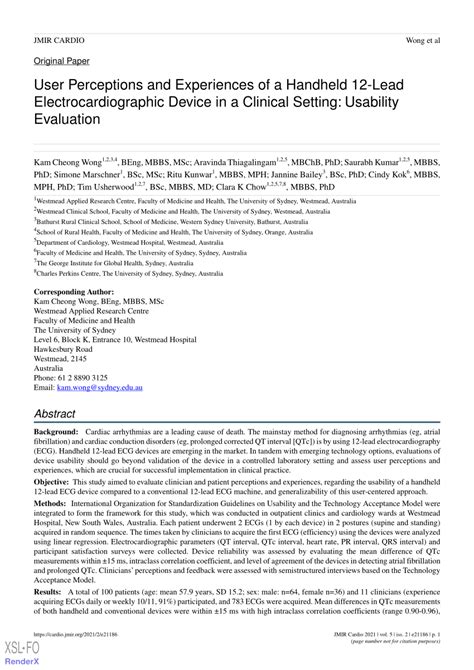 Pdf User Perceptions And Experiences Of A Handheld 12 Lead