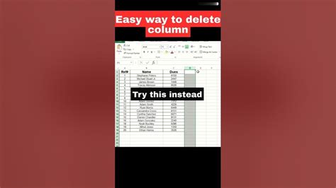 Easy Way To Delete Column In Ms Excel Shortcut Key To Delete Column Youtube