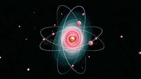 Stylized Atom Structure With Orbiting Quantum Particles Science Stock