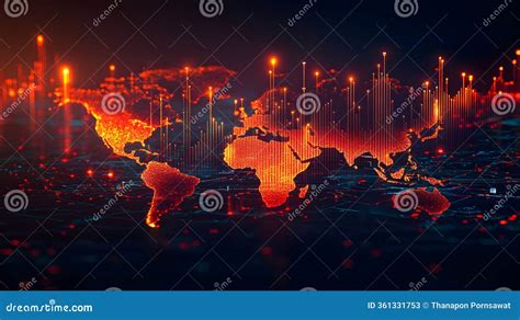 Global Network Digital World Map Data Visualization Abstract Technology Background Futuristic Ai