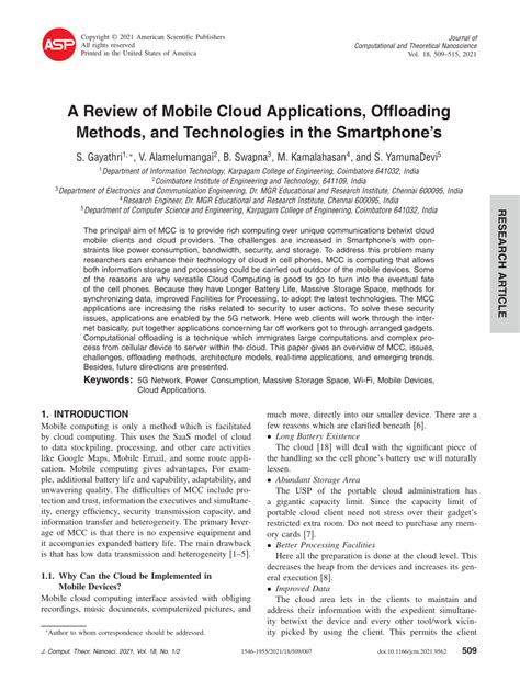 Pdf A Review Of Mobile Cloud Applications Offloading Methods And Technologies In The