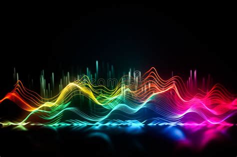 Colorful Equalizer Wave Glitter Sparkle Defocused Rays Lights Bokeh Abstract Black Background