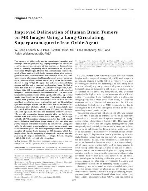 Pdf Improved Delineation Of Human Brain Tumors On Mr Images Using A Long Circulating