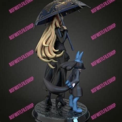 Pokemon Cynthia And Lucario Stl File D Printer Stl File Dstl Model Stl D Printer Model D