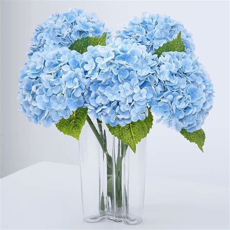 Waipfaru 21 Real Touch Blue Hydrangea Artificial Flowers
