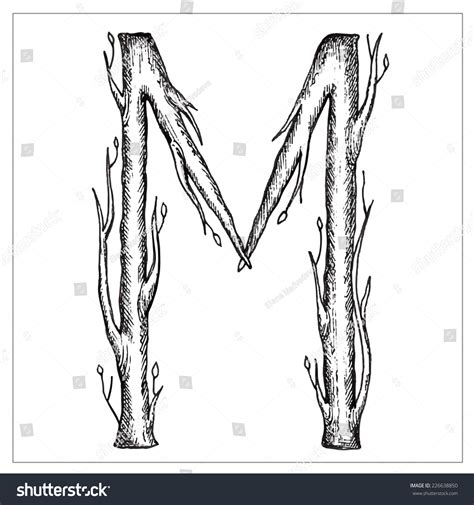 Hand Drawn Cursive Font Form Tree Stock Vector Royalty Free 226638850