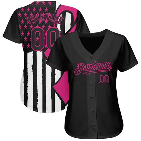 Custom Black Hot Pink White 3d Pink Ribbon Breast Cancer Awareness
