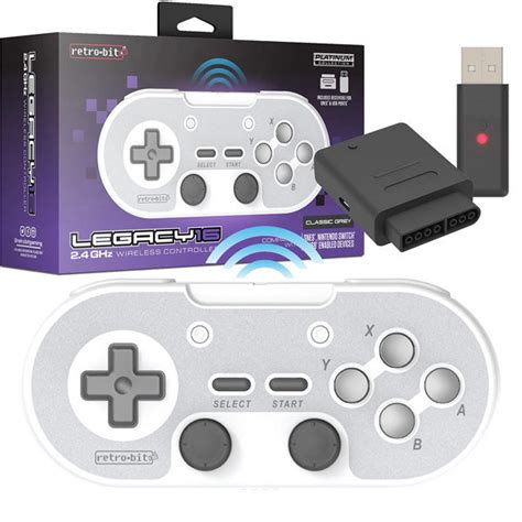 Classic Grey Legacy16 Wireless Usb Controller Snes [retro Bit] Super