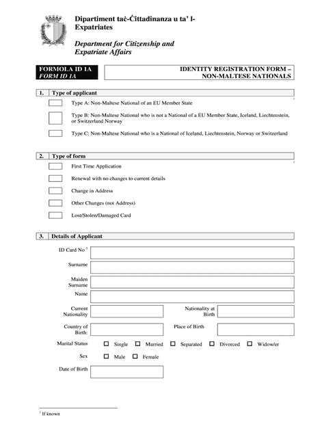 Printable Id1 Form Printable Forms Free Online