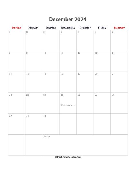 Download December 2024 Calendar Printable With Holidays Pdf Word Excel Portrait Layout