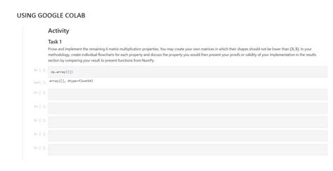 USING GOOGLE COLAB Activity Task Prove And Chegg