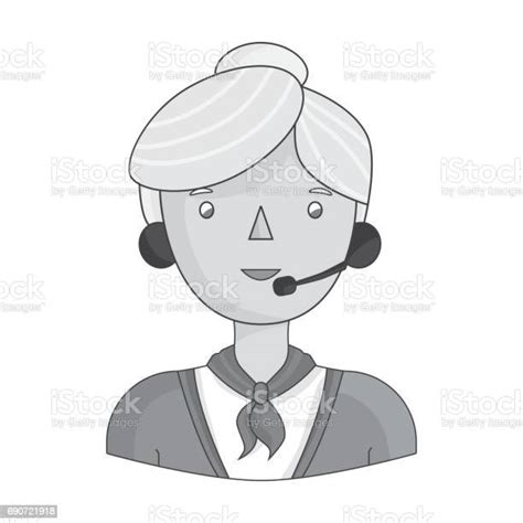 흰색 배경에 고립 된 흑백 스타일에서 센터 연산자 아이콘을 호출 합니다 사람들이 다른 직업의 상징 벡터 일러스트 레이 션 고객에 대한 스톡 벡터 아트 및 기타 이미지