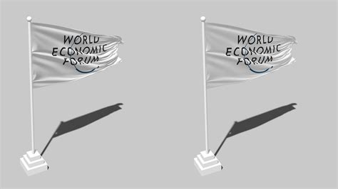 World Economic Forum Wef Flag Seamless Looped Waving With Pole Base Stand And Shadow Isolated