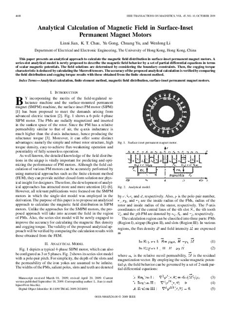 Pdf Analytical Calculation Of Magnetic Field In Surface Inset