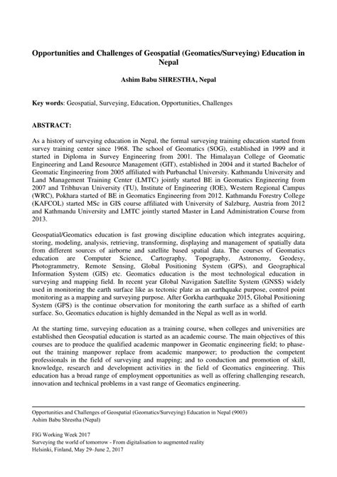 Pdf Opportunities And Challenges Of Geospatial Geomaticssurveying
