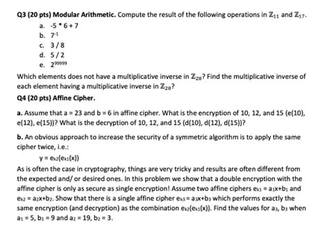 solved q3 20 pts modular arithmetic compute the result of