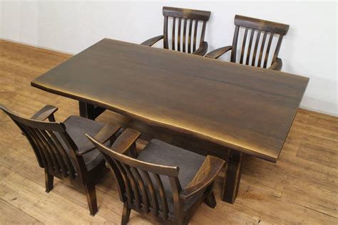 目立った傷や汚れなし美品 IDC 大塚家具 桔梗 ダイニング テーブル アーム チェア4脚 和モダン タモ アッシュ材 総無垢 回転式