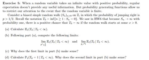 exercise 5 when a random variable takes an infinite