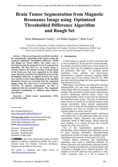 pdf brain tumor segmentation from magnetic resonance image using