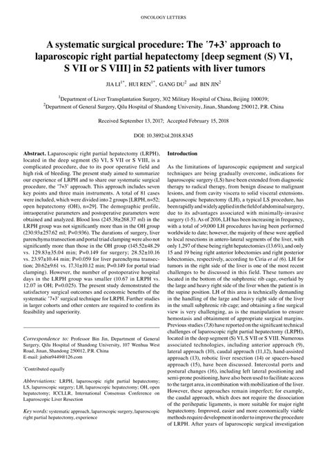 Pdf A Systematic Surgical Procedure The ̔7 3̓ Approach To Laparoscopic Right Partial