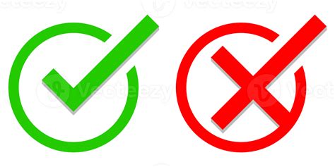 Right Wrong Tick Circle Icon Set Green And Red 33534565 Png