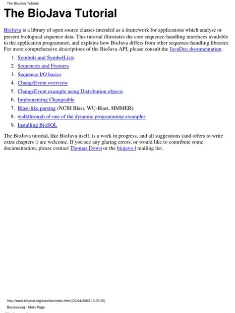 biojava tutorial pdf string computer science application