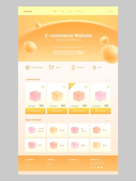 그라데이션 전자 상거래 웹 사이트 템플릿 무료 벡터