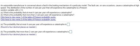 Solved An Automobile Manufacturer Is Concerned About A Fault