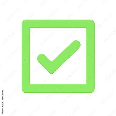 Check 3d Render Icon Checkbox Symbol Ok Button And Success Green