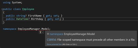 c 10 0 file scoped namespaces get more space for your code thomas