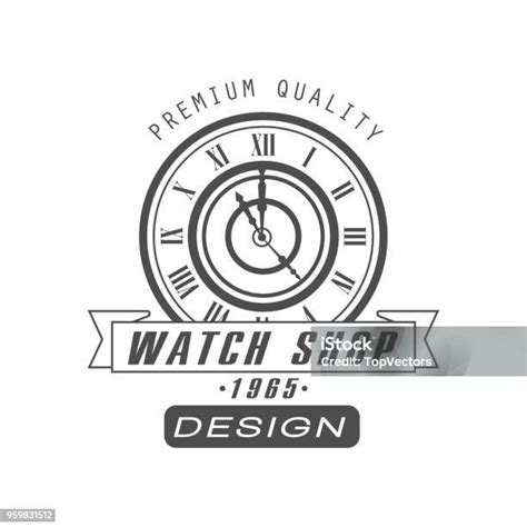 시계가 게 로고 디자인 우수한 질 흑백 빈티지 시계 수리 서비스 또는 흰색 배경에 상징 벡터 일러스트 레이 션을 저장 검은색에 대한 스톡 벡터 아트 및 기타 이미지 Istock