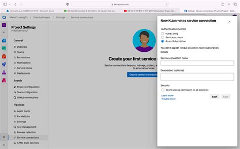 I Am Not Able To Create Azure Kubernetes Service Connection