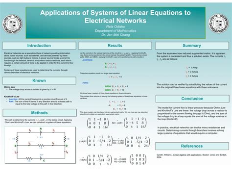 Linear Equations In Electrical Networks A Practical Application