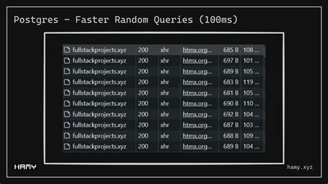 Hamilton Greene On Linkedin Speeding Up Random Row Selection In Postgres By 8x With F And Entity