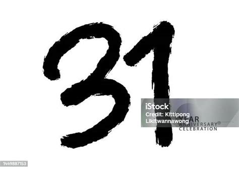 31 주년 기념일 축하 블랙 컬러 로고 타입 벡터 31 숫자 디자인 31 번째 생일 초대장 로고 번호 디자인 벡터 일러스트 검은 붓놀림 그림 2022년에 대한 스톡 벡터