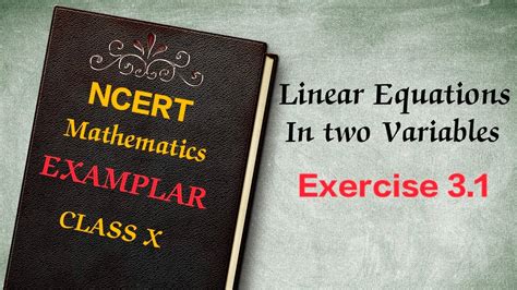 Maths Examplars Class 10 Linear Equations In Two Variable 31 Youtube