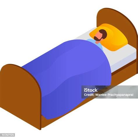 침대에서 자고있는 남자 아이소메트릭 아이콘 3d 벡터 격리에 대한 스톡 벡터 아트 및 기타 이미지 격리 꿈같은 꿈꾸기