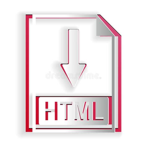 Paper Cut Html File Document Icon Download Html Button Icon Isolated On White Background Paper