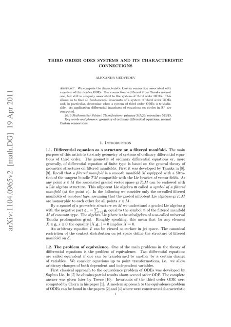 Pdf Third Order Odes Systems And Its Characteristic Connections