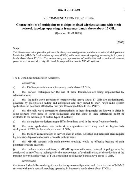 pdf characteristics of multipoint to multipoint fixed wireless