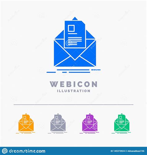 Mail Contract Letter Email Briefing 5 Color Glyph Web Icon Template Isolated On White