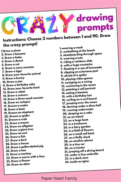 90 Silly Drawing Prompts Drawing Prompt Generator Drawing Prompt Creative Drawing Prompts