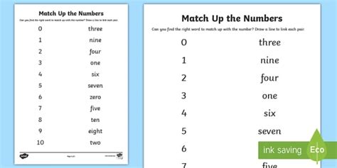 Matching Numbers To Words Worksheet KS1 Teacher Made