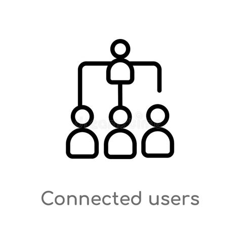 Outline Connected Users In Flow Chart Vector Icon Isolated Black Simple Line Element