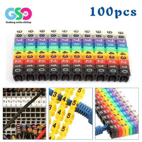 Jual Marker Angka Kabel Cable Number Tag 100pcs Colourful Cable Marker